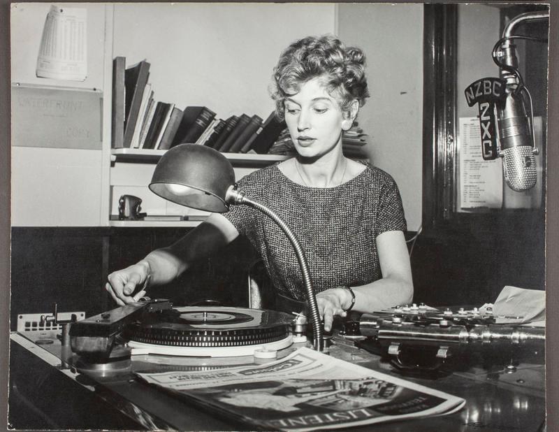 Eileen Cook in Radio 2ZG studio - Tairawhiti Museum