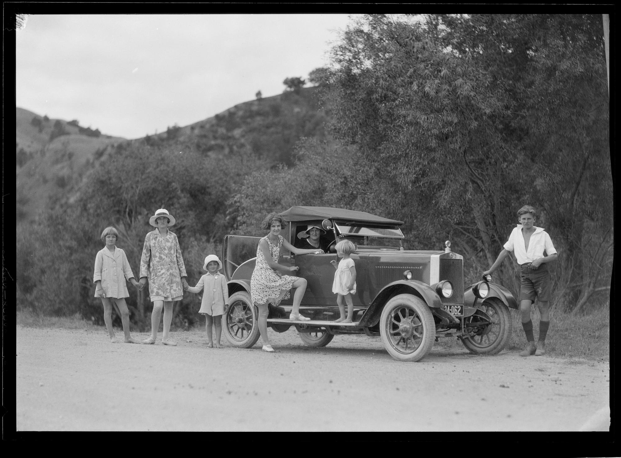 Millard family with car - Tairawhiti Museum