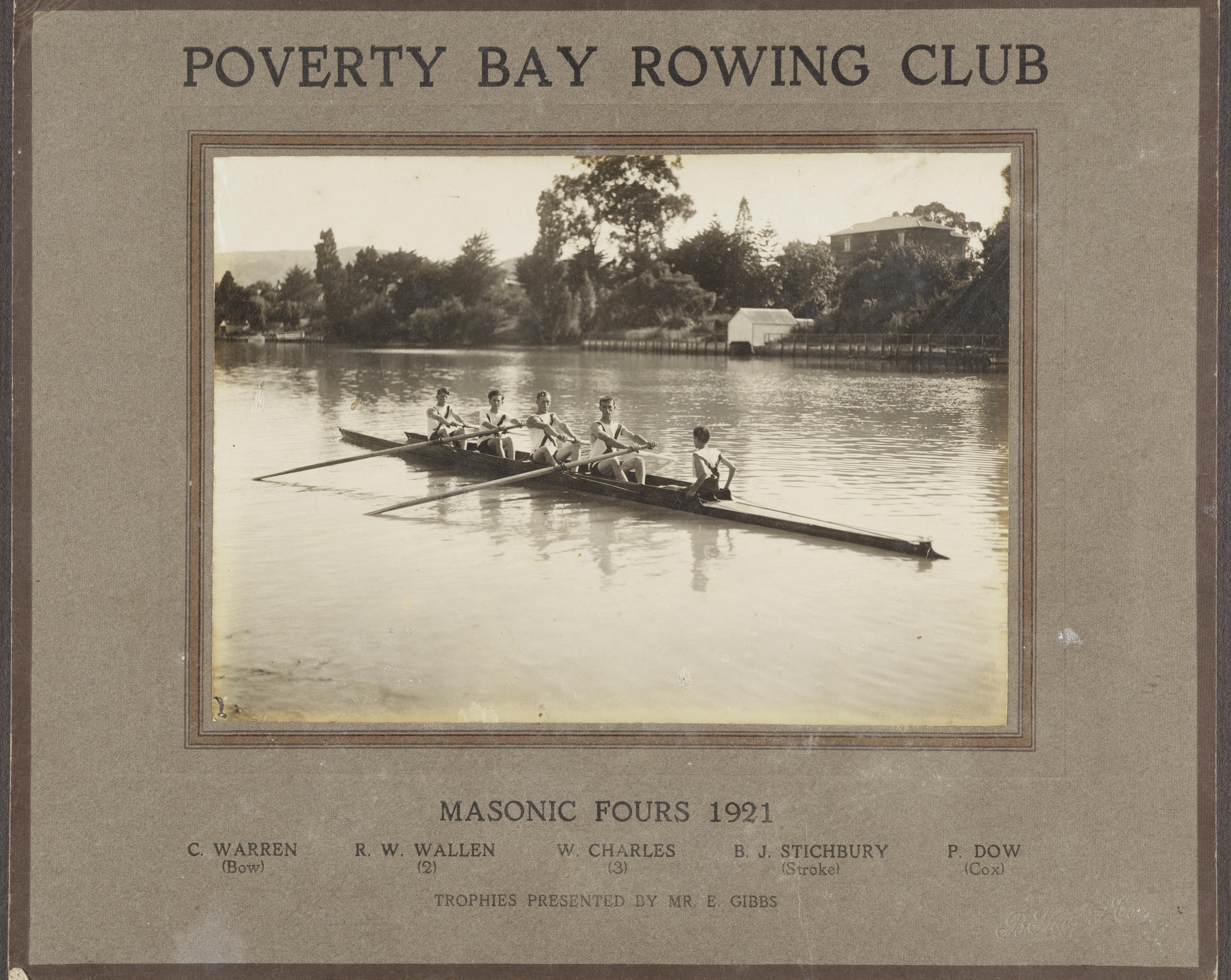 Poverty Bay Rowing Club Masonic Fours. - Tairawhiti Museum
