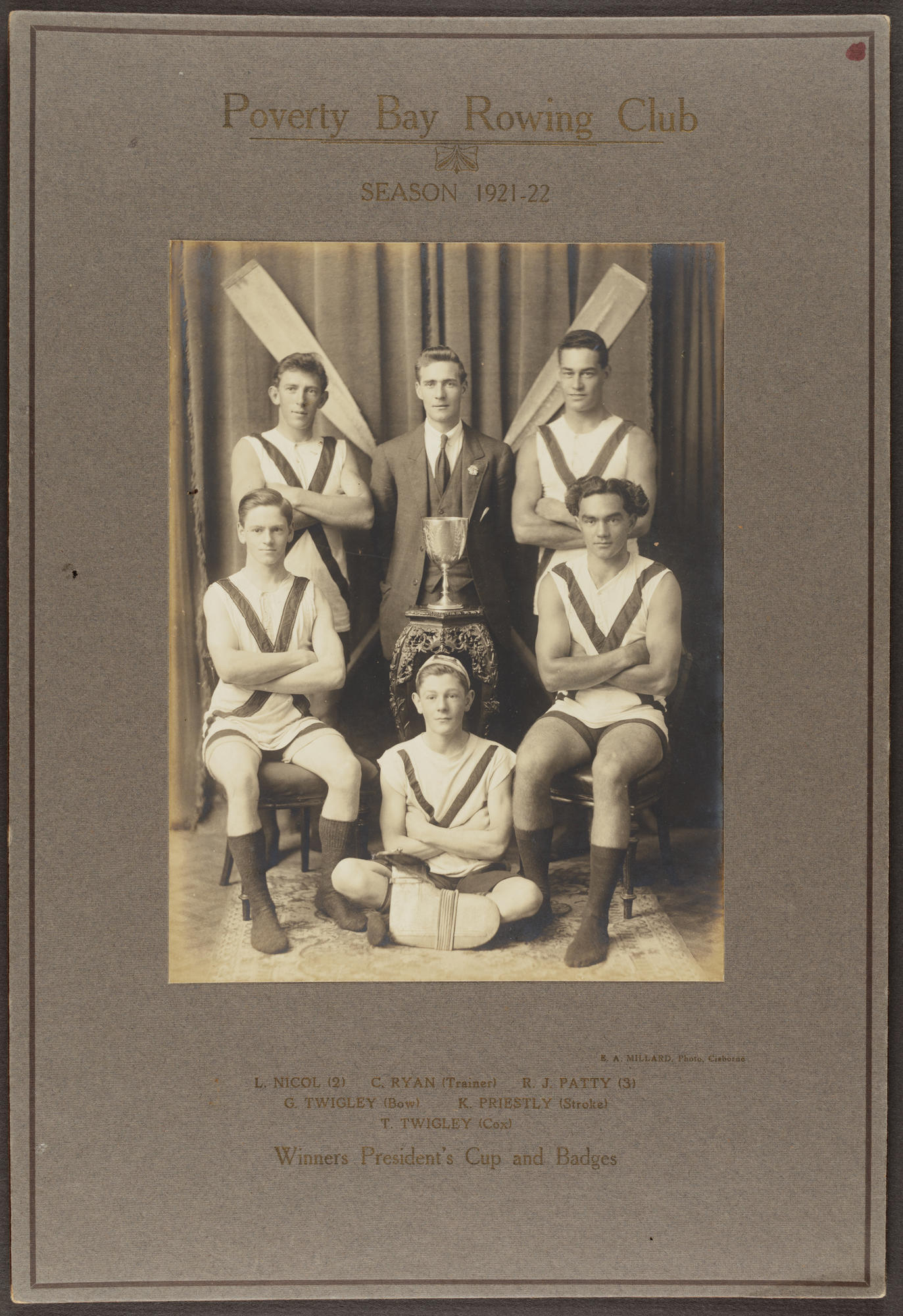 Poverty Bay Rowing Club Winners President's Cup and Badges ...