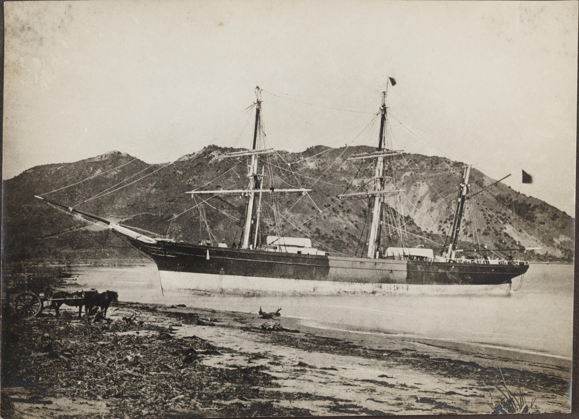 Barque Lochnagar ashore at Gisborne 1880 - Tairawhiti Museum