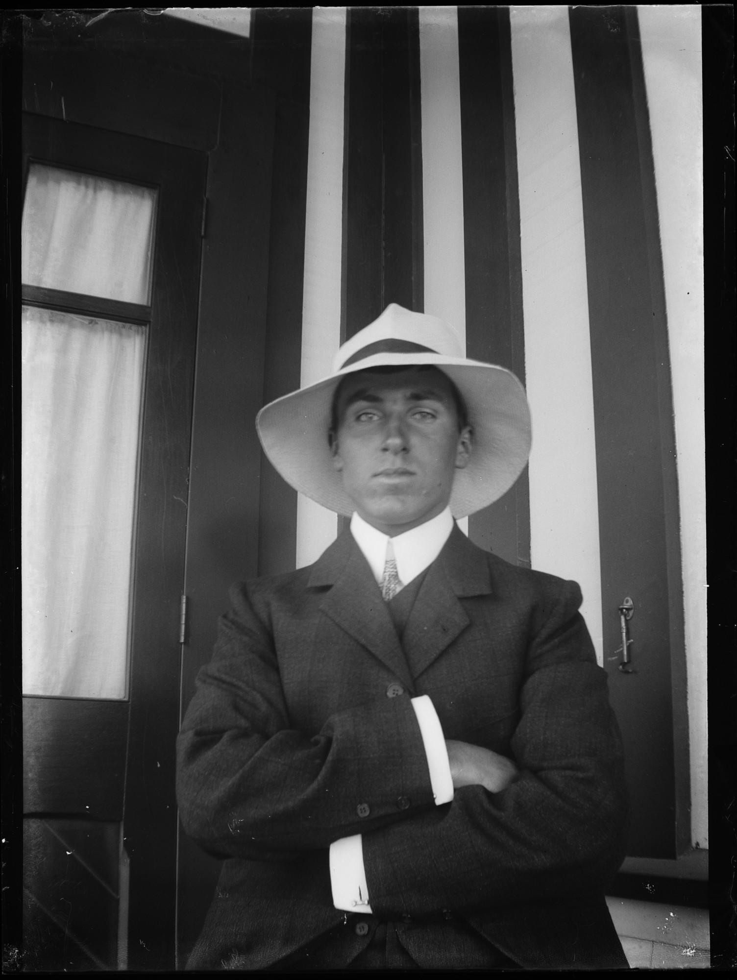 Young man at Haronga Road house - Tairawhiti Museum